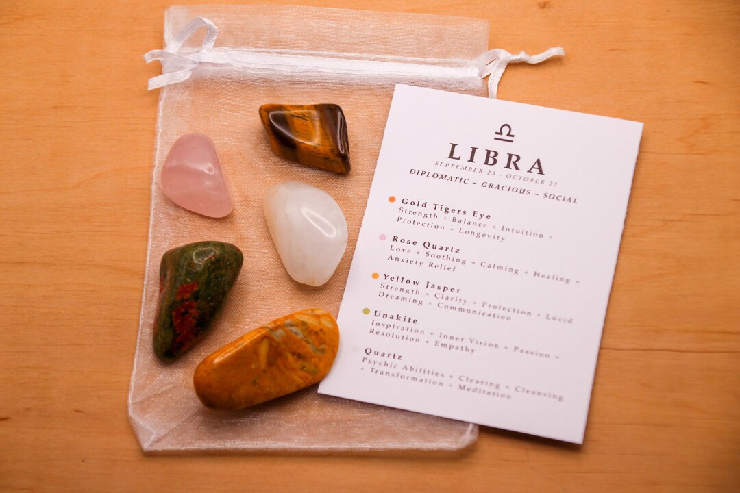 Libra Crystal Set // Zodiac Tumbled Stones Astrology Set Star Sign ...