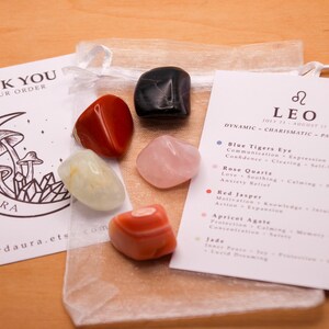 Leo Crystal Set // Zodiac Tumbled Stones Astrology Set Star Sign ...