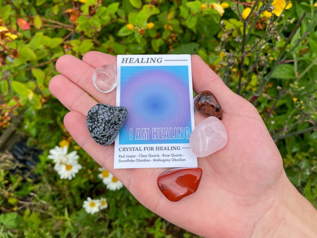 Healing Crystal Set // I Am Healing Gemstone Gift Set // Healthy Tumble ...