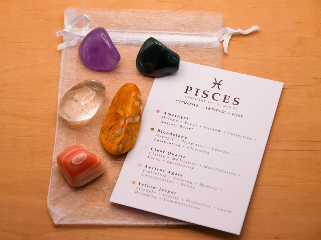 Pisces Crystal Set // Zodiac Tumbled Stones Astrology Set Star Sign ...
