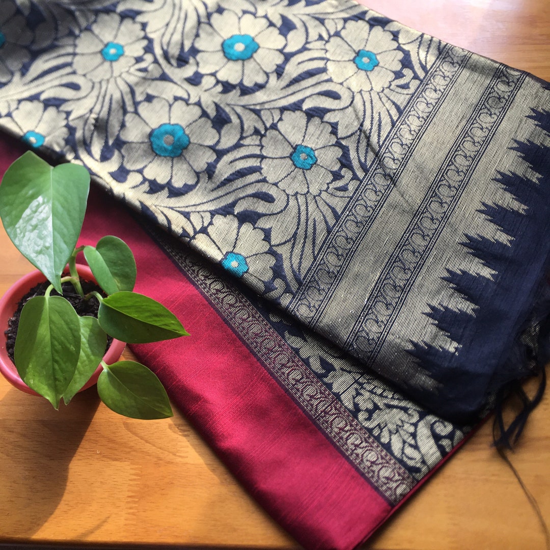 Tussor Gicha Saree/gift for Her/ Indian Gifts/ Grand Semi Gicha Art ...