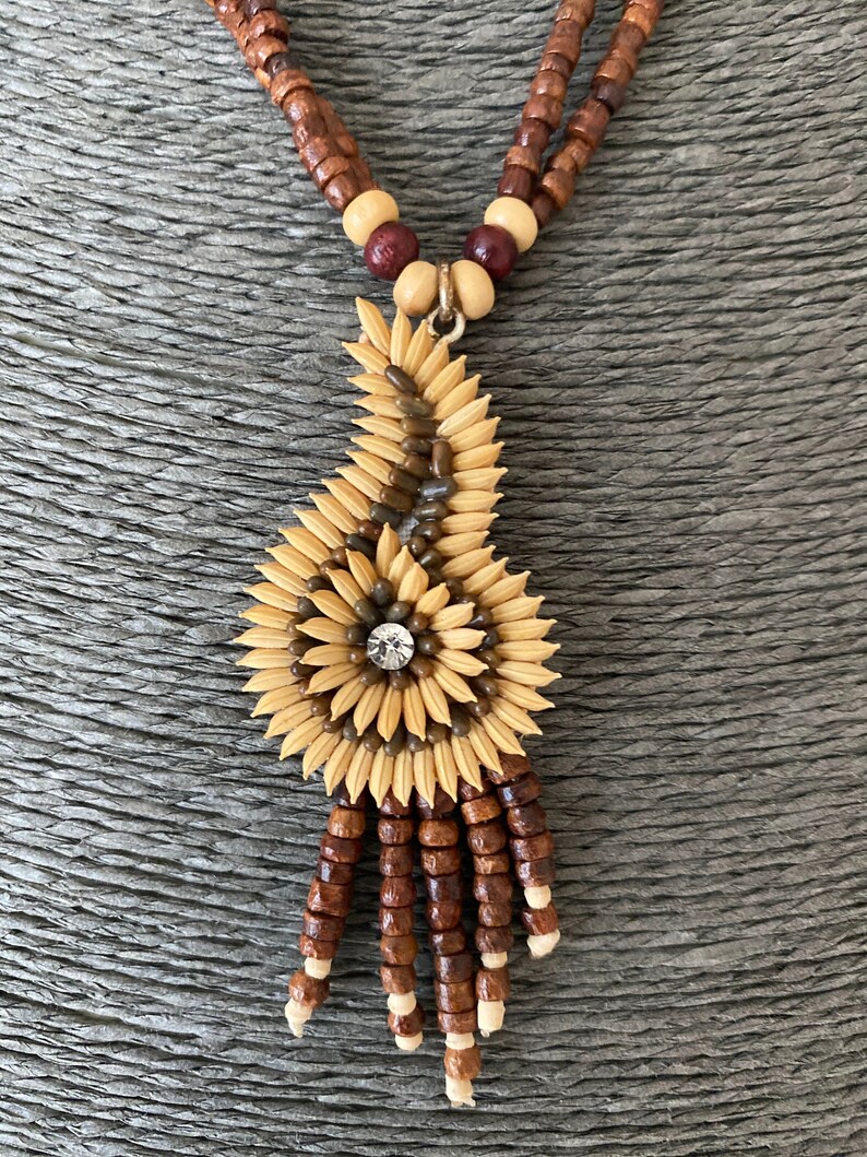 RICE PADDY CONCH Handmade Seed Necklace - Wooden Beaded Necklace ...