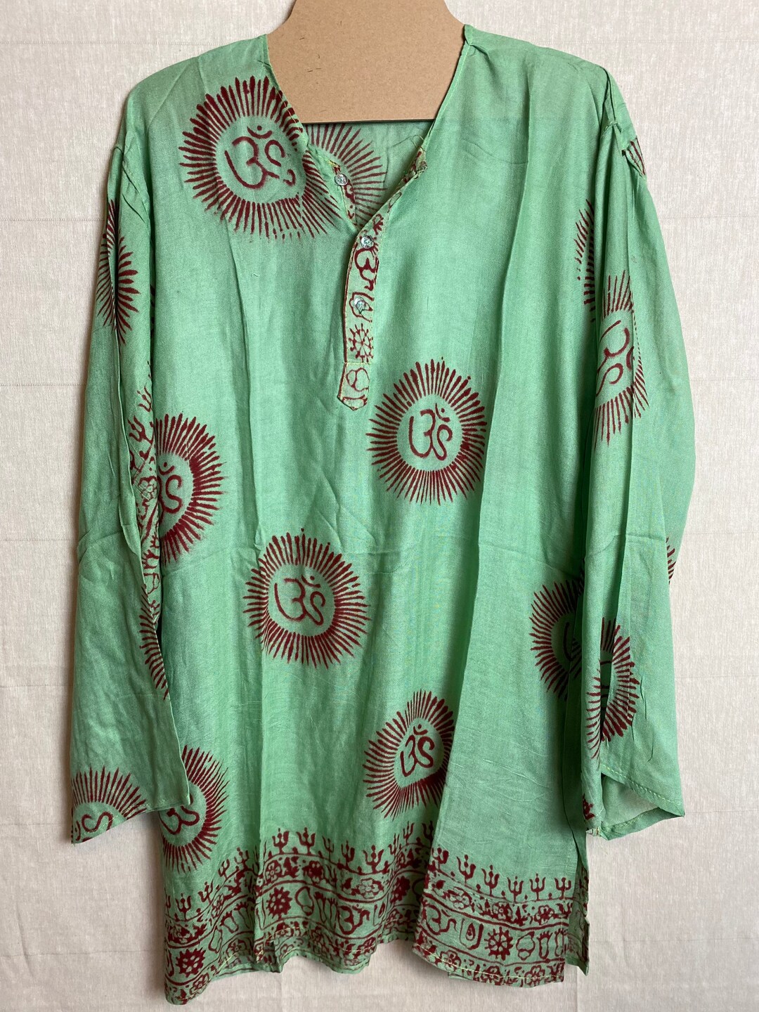 Pistachio Green OM, Shiva Mantra Rayon Shirt | Unisex BOHO Yoga Shirts ...