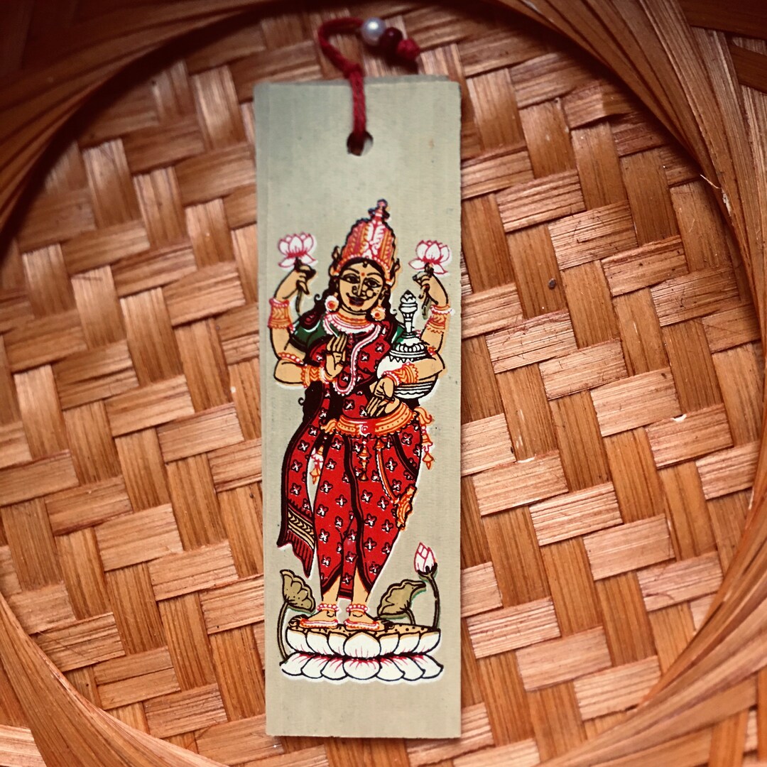 Goddess Lakshmi Vishnu Pattachitra Handmade Palm Leaf Eco Printed Duo ...