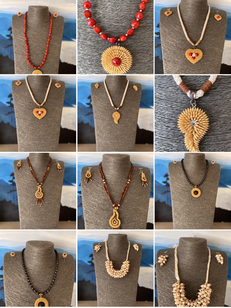 RICE PADDY CONCH Handmade Seed Necklace - Wooden Beaded Necklace ...