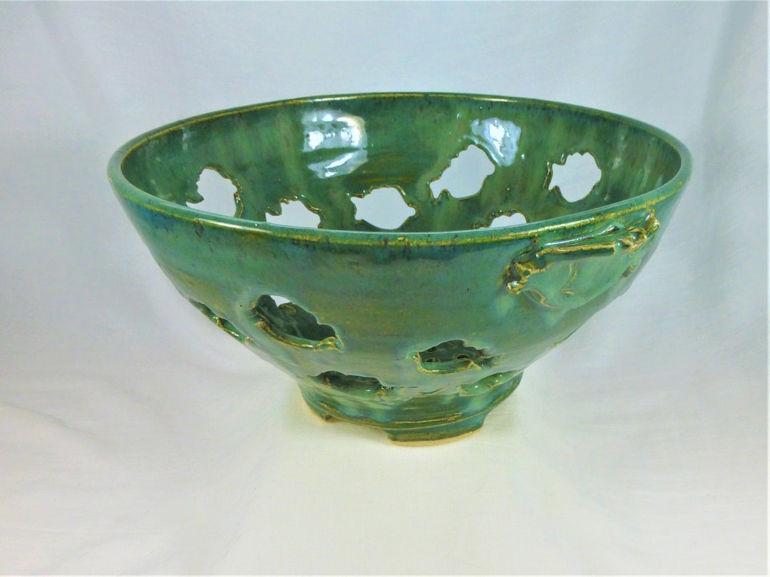 15% Disc Unique Fish Colander Green Fish Colander Ceramic - Etsy