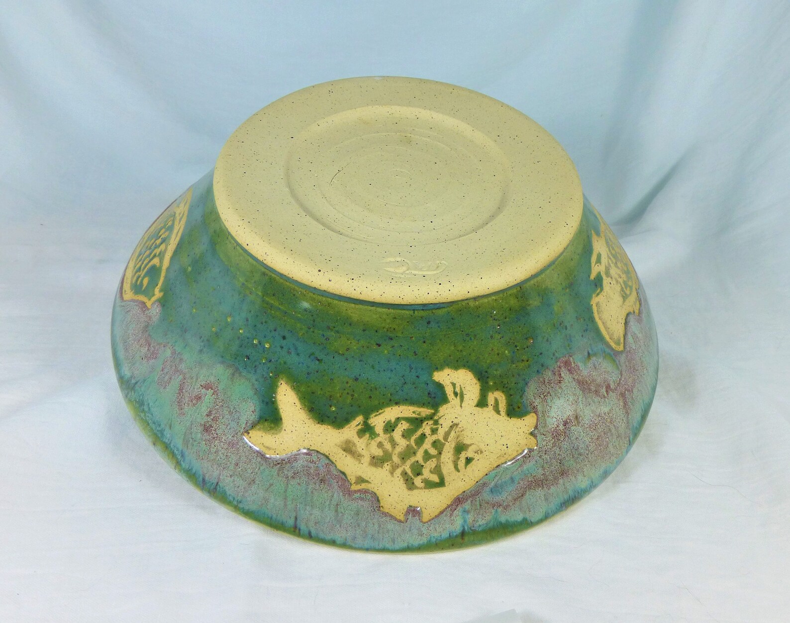 HANDMADE POTTERY BOWL fish pottery bowl green/blue ceramic - Etsy 日本