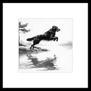 Giclée Print of "dock Diving Ii" Flat Coated Retriever Wall Art - Etsy