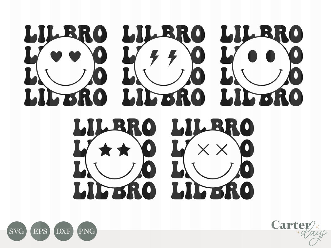 Lil Bro Stack Smiley Face Bundle / Svg, Eps, Dxf & Png / Lightning Star ...