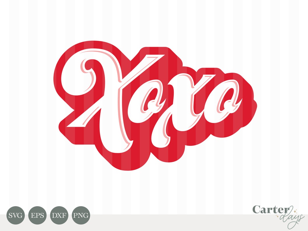 Xoxo Valentine's Day / Svg, Eps, Dxf & Png / Cursive / Red Pink ...
