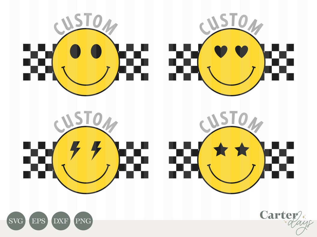 Custom Smiley Face on Checkers / Svg, Eps, Dxf & Png / Happy Face ...