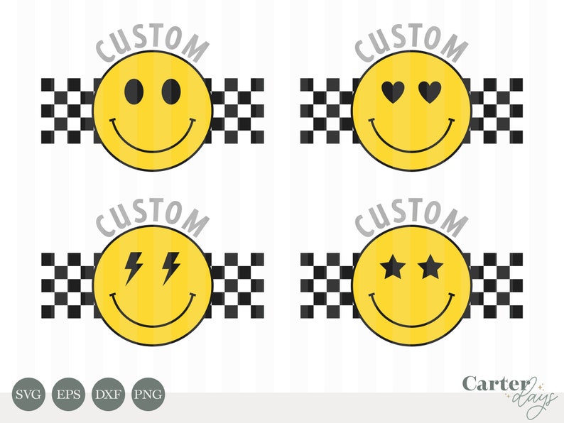 Custom Smiley Face on Checkers / Svg, Eps, Dxf & Png / Happy Face ...