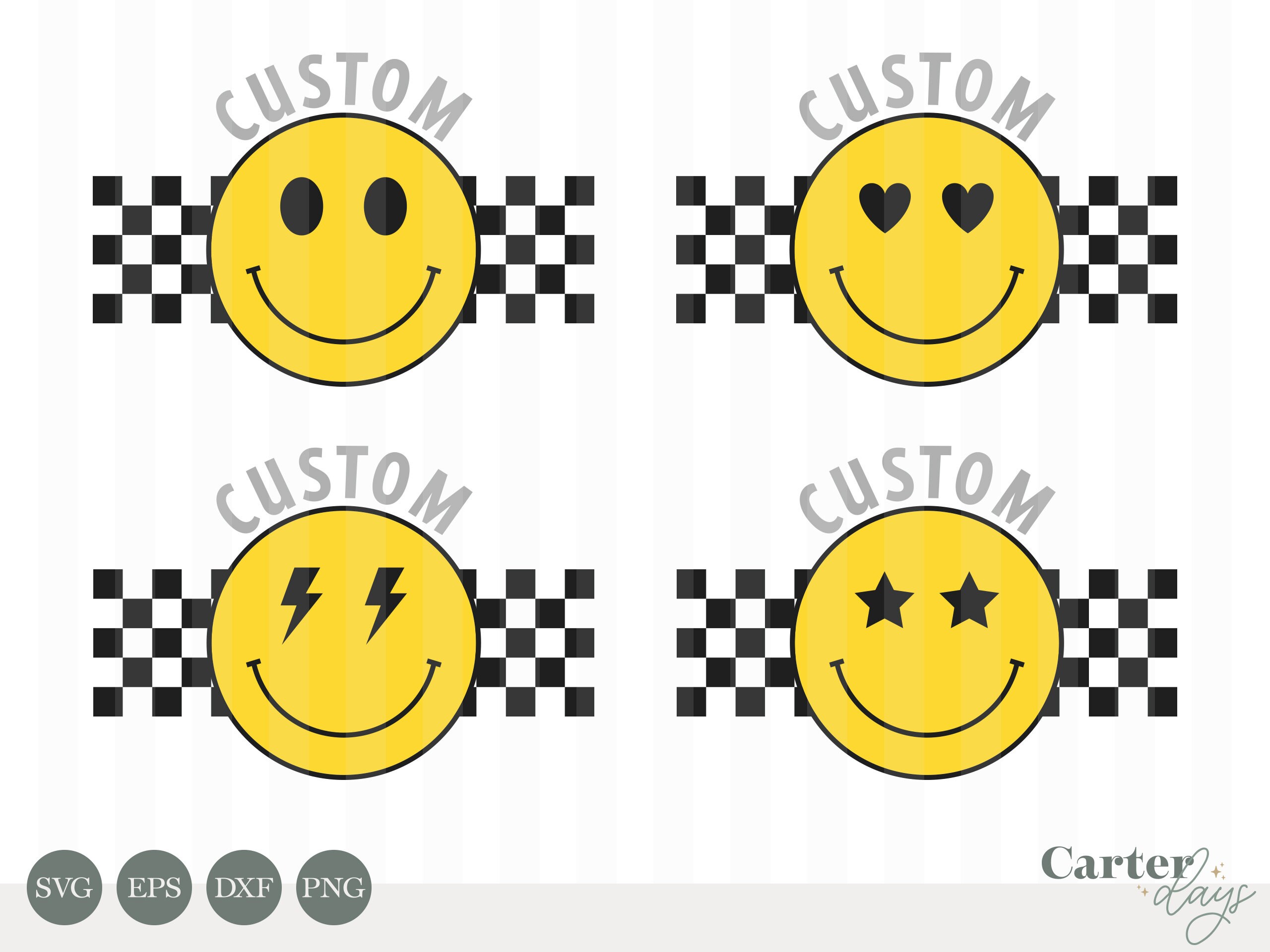 Custom Smiley Face on Checkers / Svg, Eps, Dxf & Png / Happy Face ...