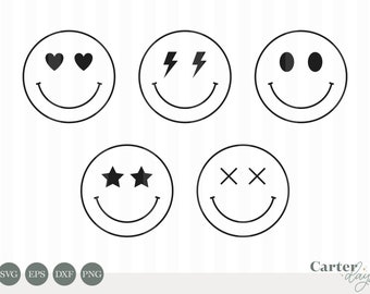 Lot de smileys empilables pour papa / svg, eps, dxf et png / yeux coeur ...
