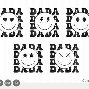 Dada Daddy Stack Smiley Face Bundle / Svg, Eps, Dxf & Png / Lightning ...