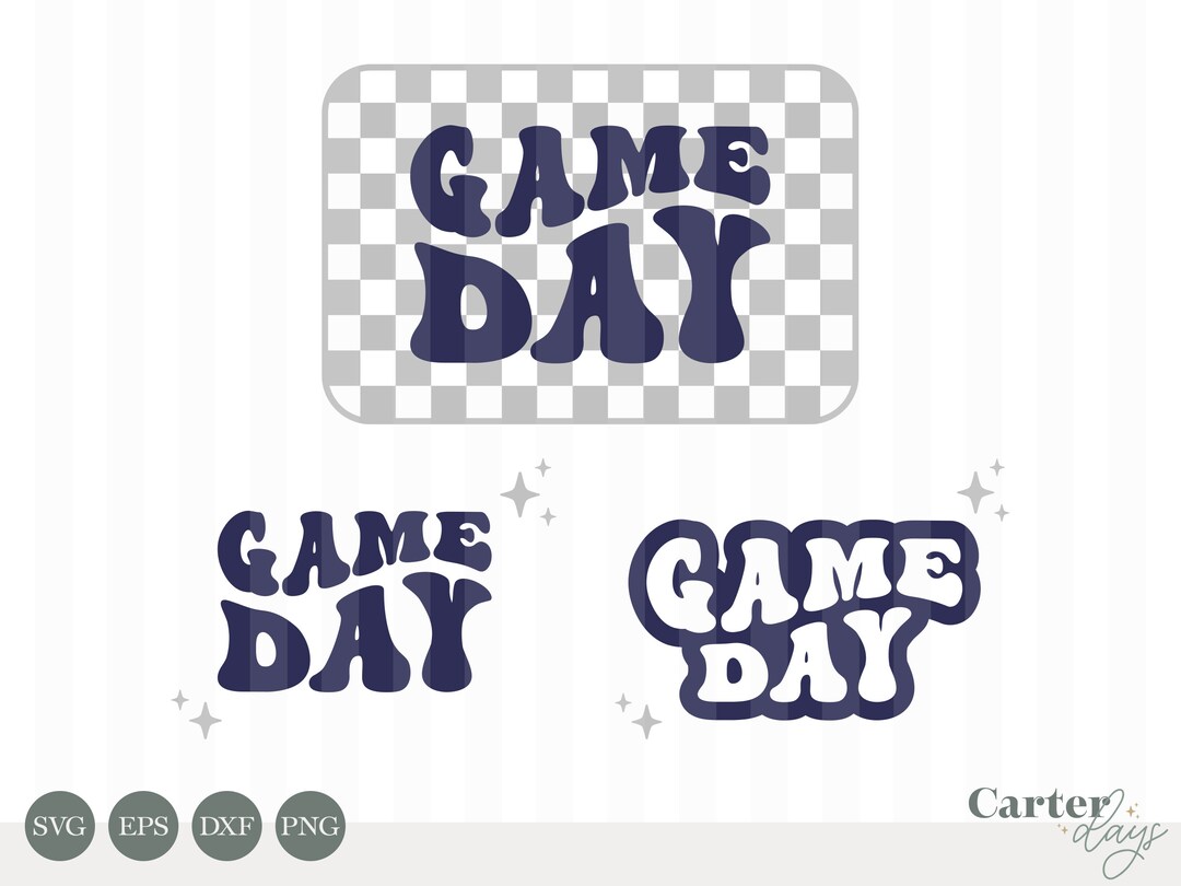 Game Day Bundle / Svg, Eps, Dxf & Png / Groovy / Retro/ Wavy Text ...