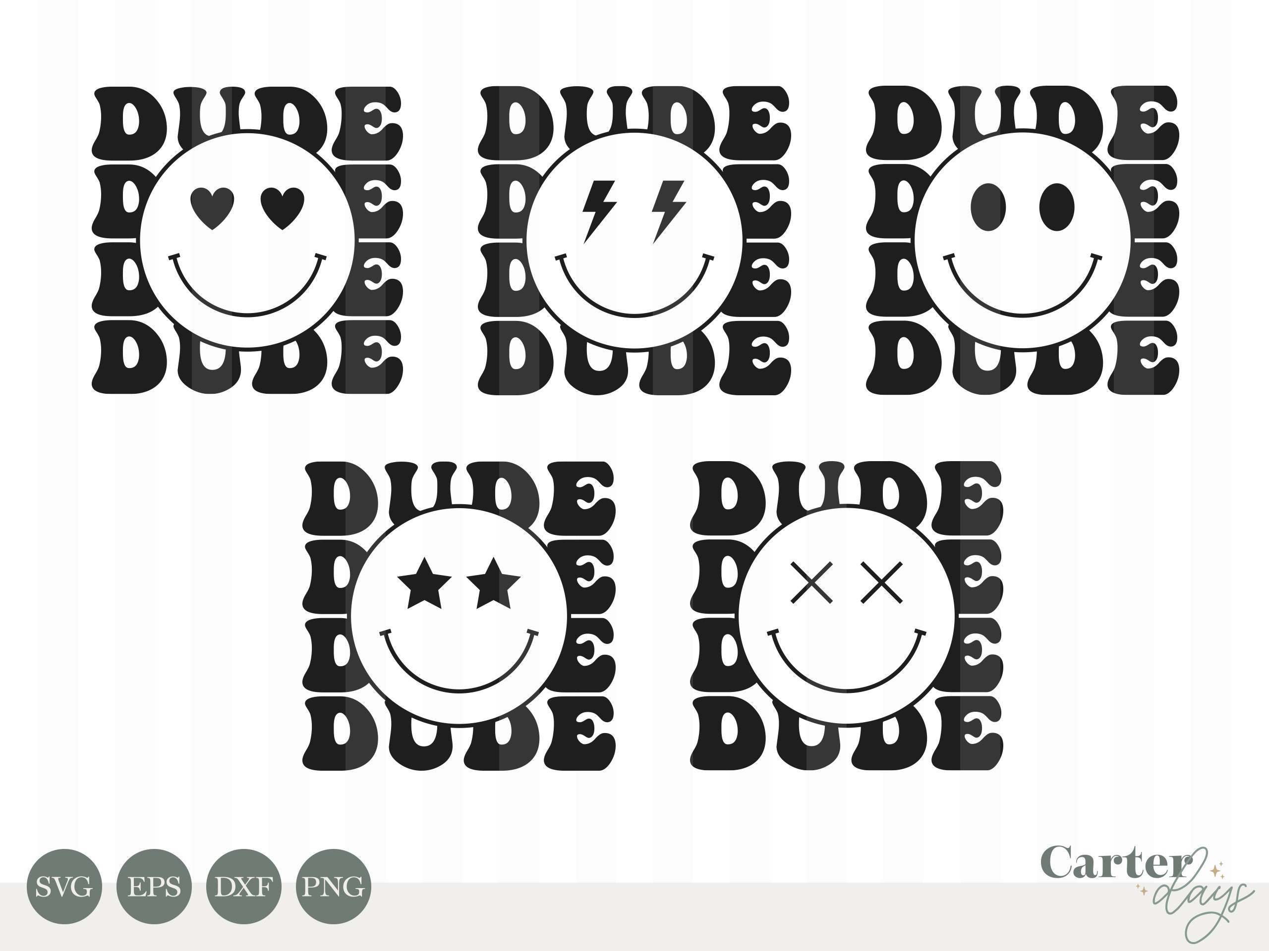 Dude Stack Smiley Face Bundle / Svg, Eps, Dxf & Png / Lightning Star ...