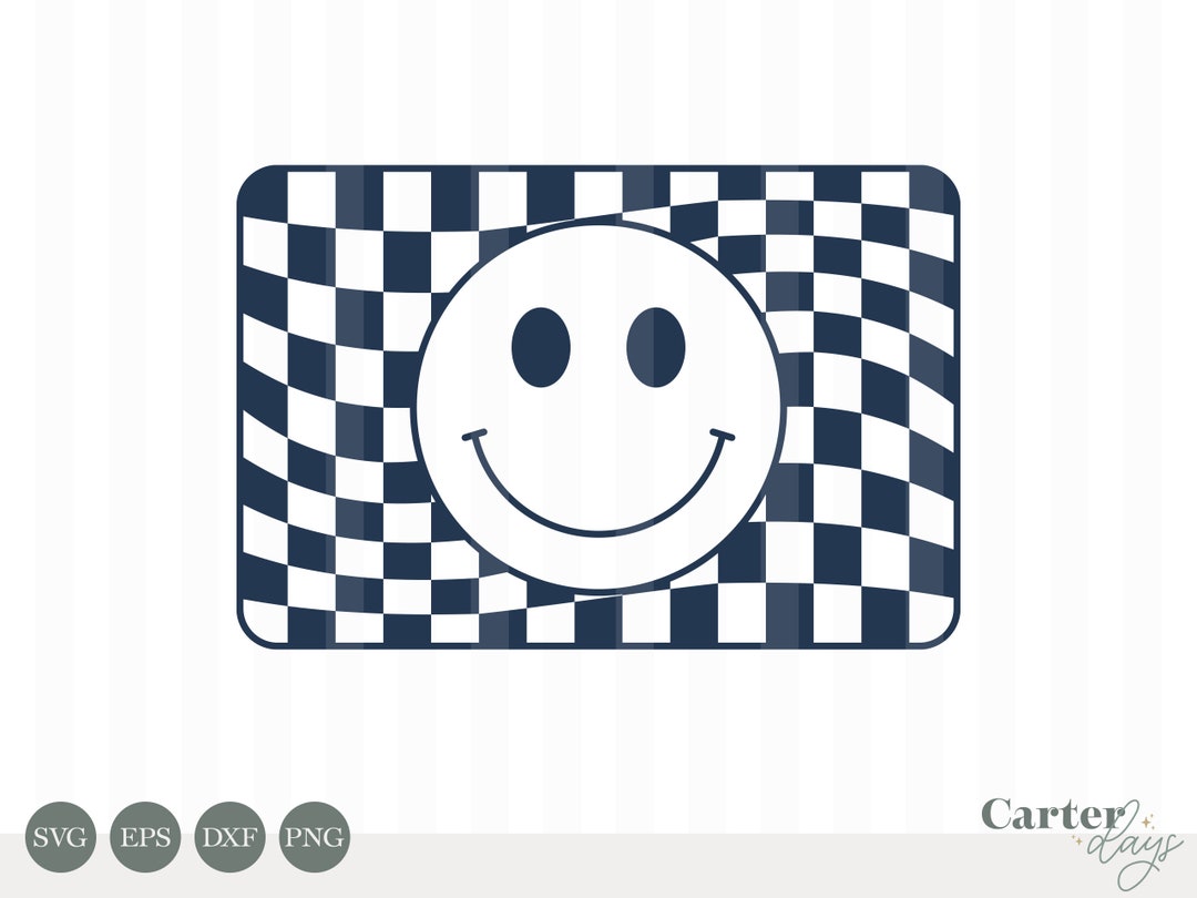 Smiley Face Checkered Wave / Svg, Eps, Dxf & Png / Groovy / Retro ...