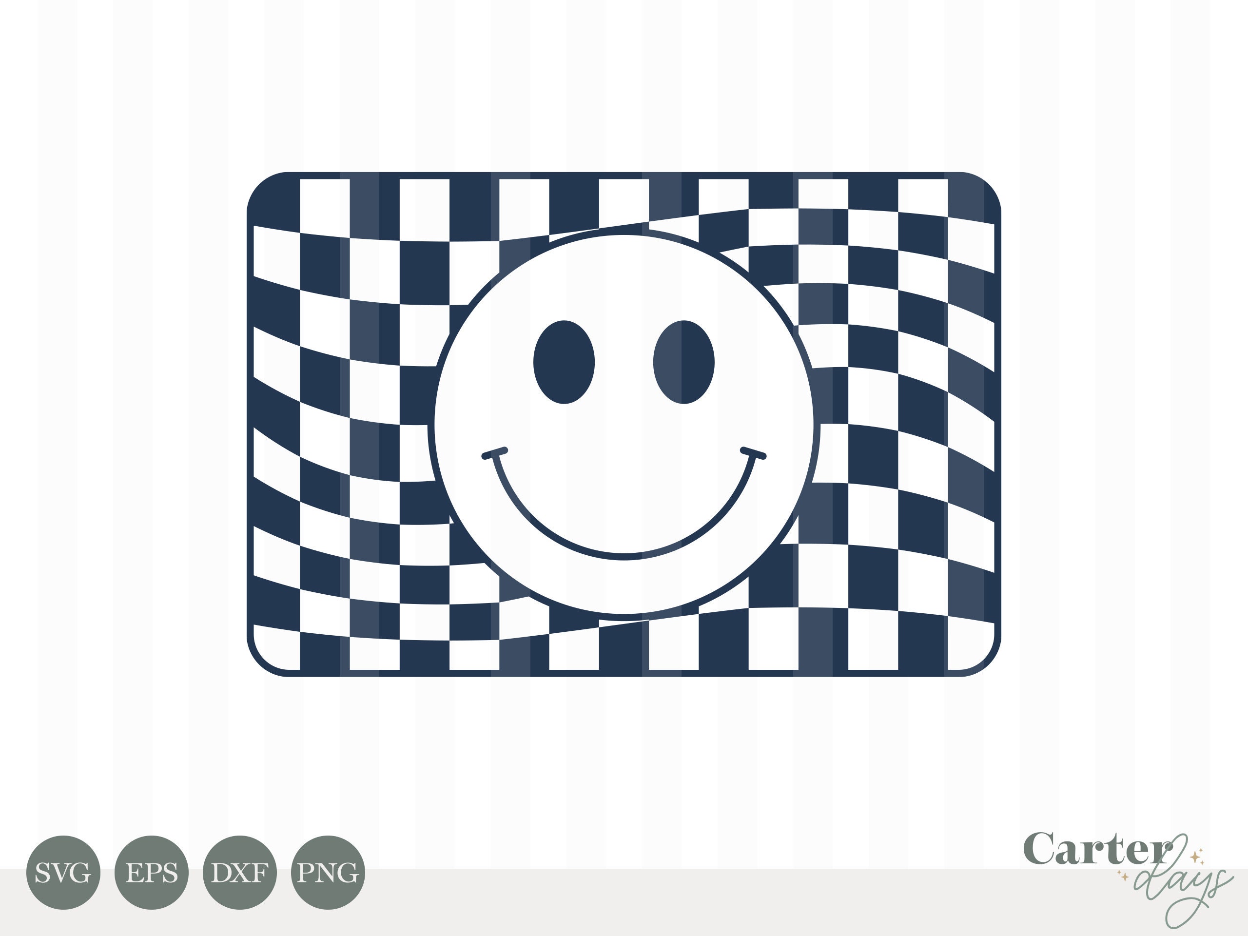 Smiley Face Checkered Wave / Svg, Eps, Dxf & Png / Groovy / Retro ...
