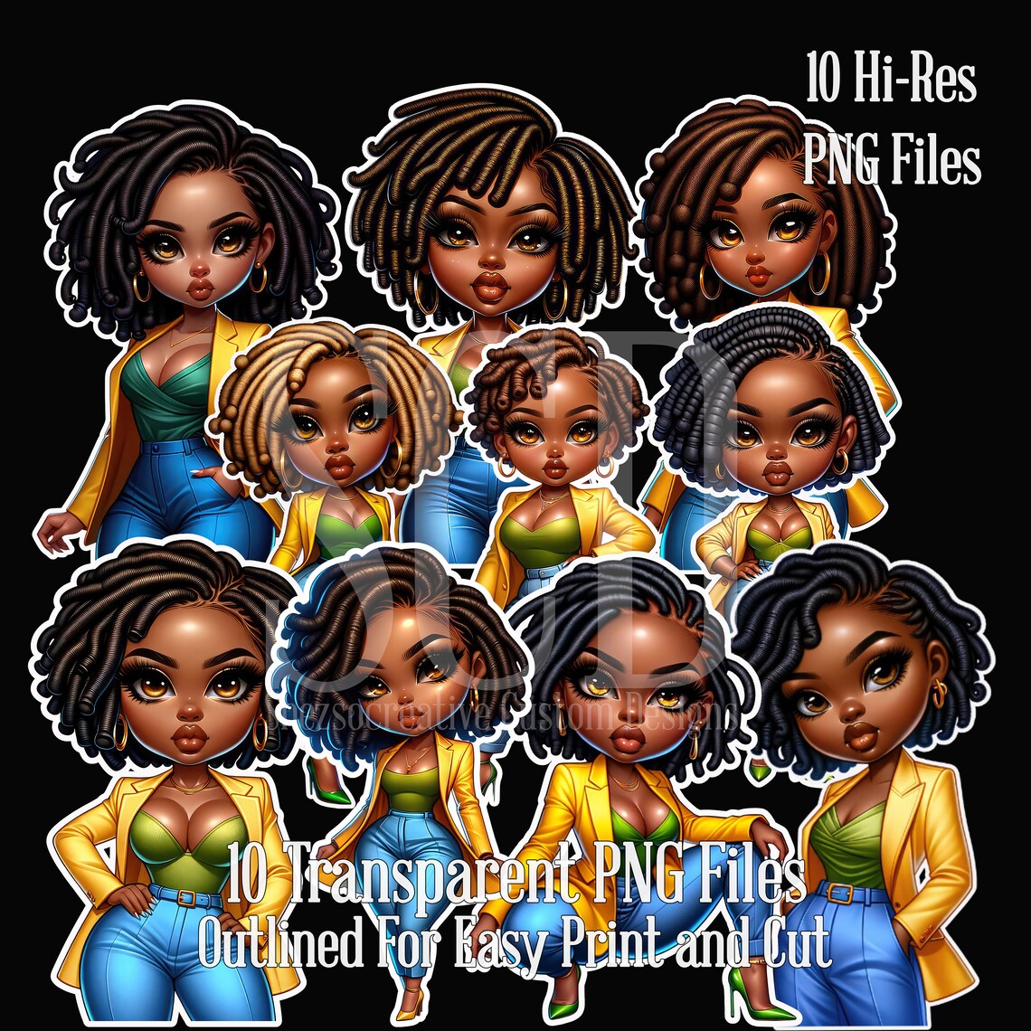10 African-american Chibi Business Casual Stickers Vol. 1 | High ...
