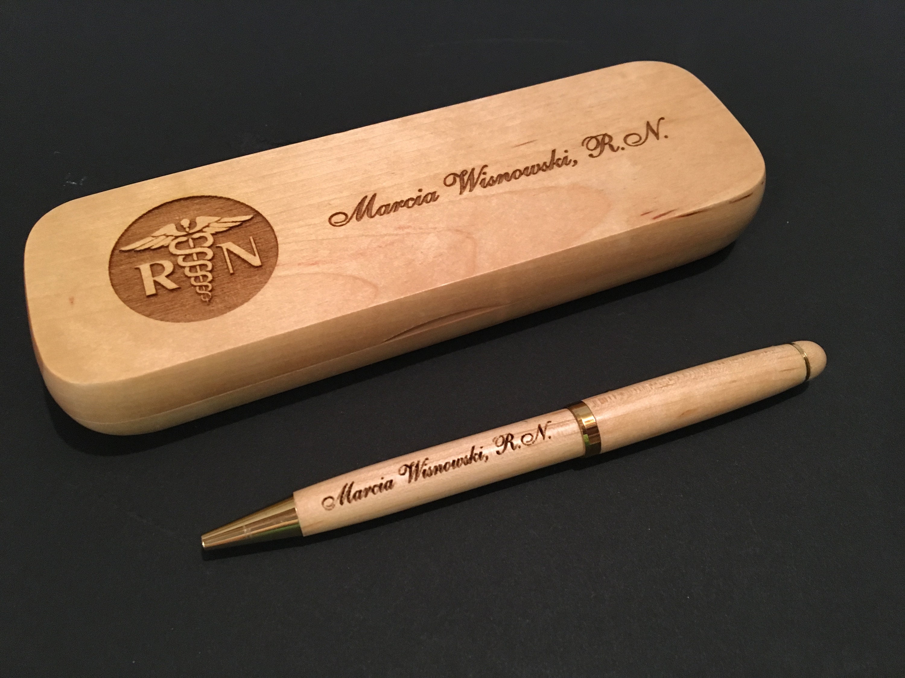 Personalized Wood Desktop Pen Set Professional Gift Engraved - Etsy