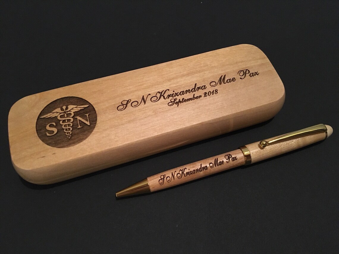 Professional Gift Personalized Wood Desktop Pen Set Engraved Corporate ...