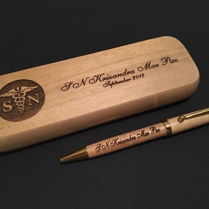 Personalized Wood Desktop Pen Set Professional Gift Engraved Corporate ...