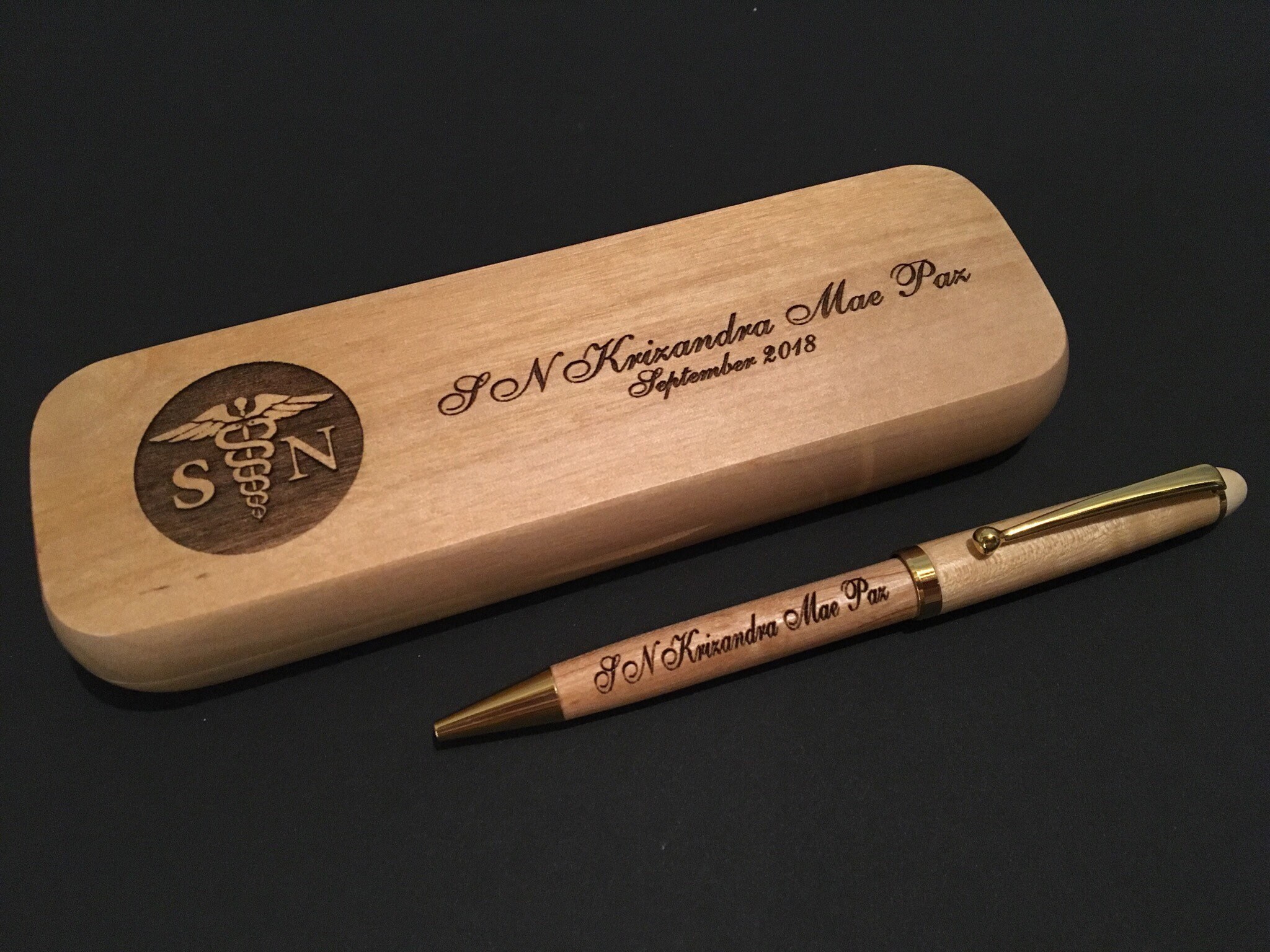 Personalized Wood Desktop Pen Set Professional Gift Engraved | Etsy