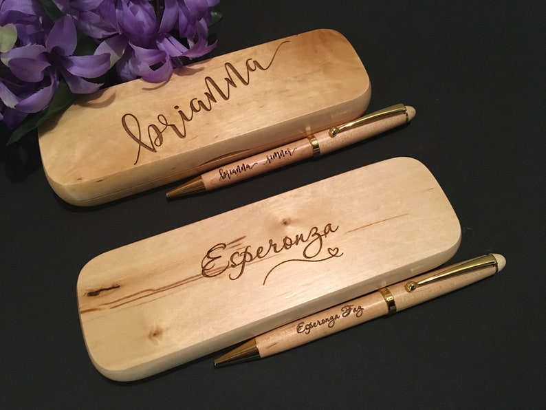 Personalized Wood Desktop Pen Set Secretary Gift - Etsy