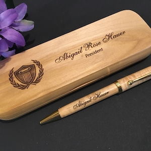 Personalized Wood Desktop Pen Set Professional Gift Engraved Corporate ...