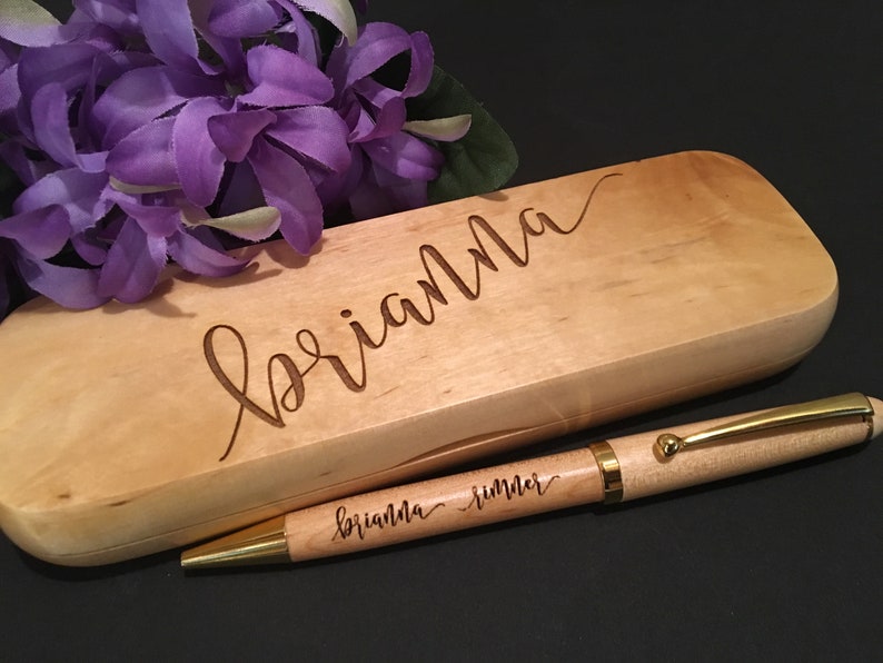Personalized Wood Desktop Pen Set Secretary Gift - Etsy