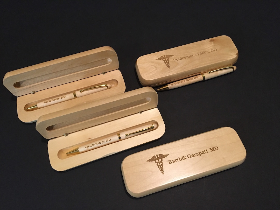 Personalized Wood Desktop Pen Set Professional Gift Engraved Corporate ...