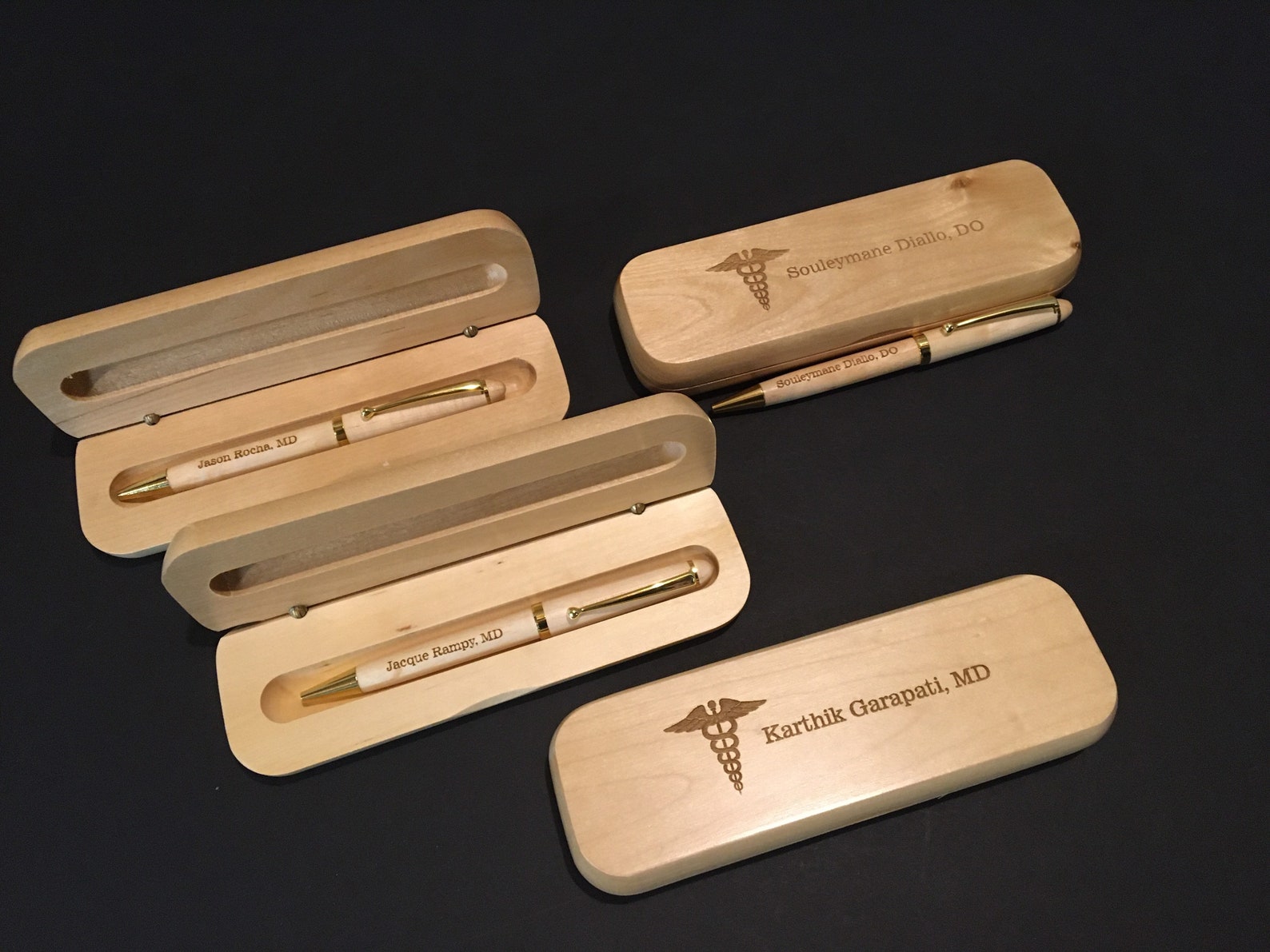 Personalized Wood Desktop Pen Set Professional Gift Engraved - Etsy