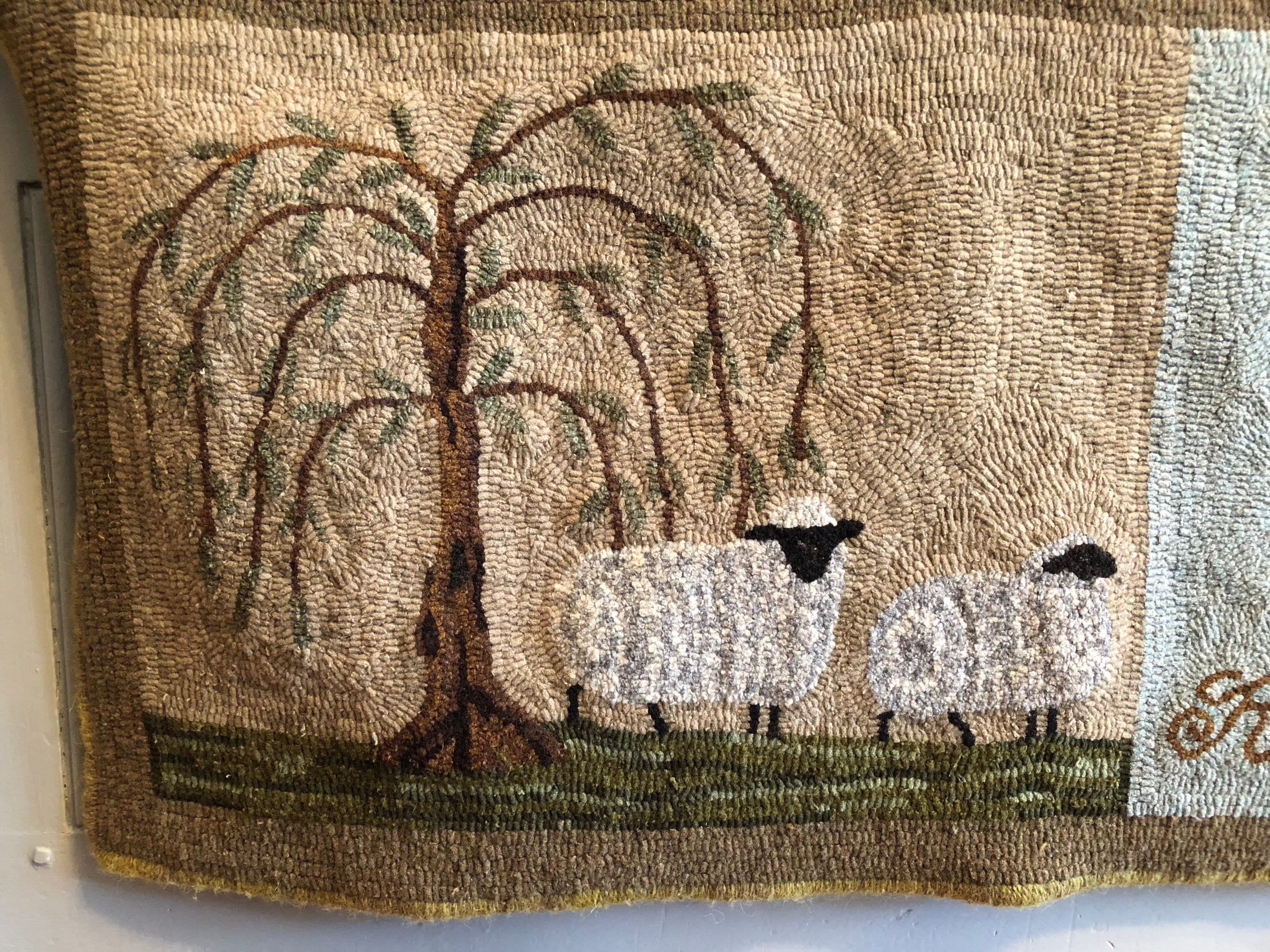 Sheep Under the Willow Tree Rug Hooking Pattern on Linen | Etsy