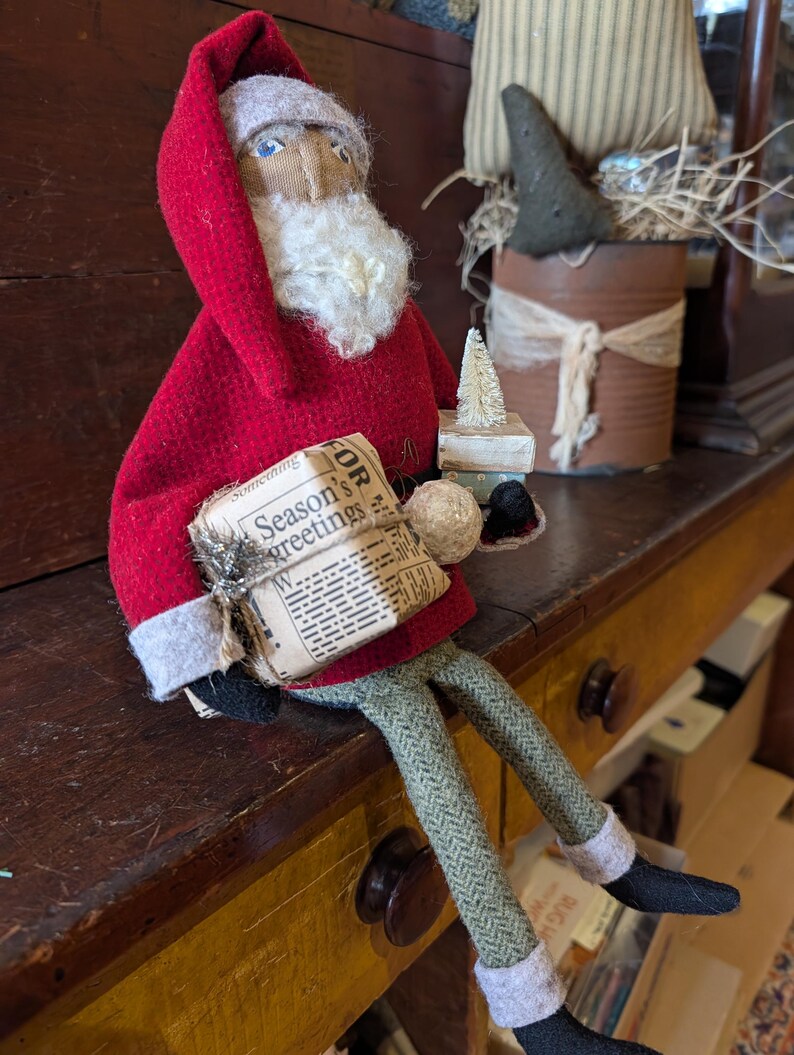 Sitting Santa Christmas Figure, Holiday Home Decor - Etsy