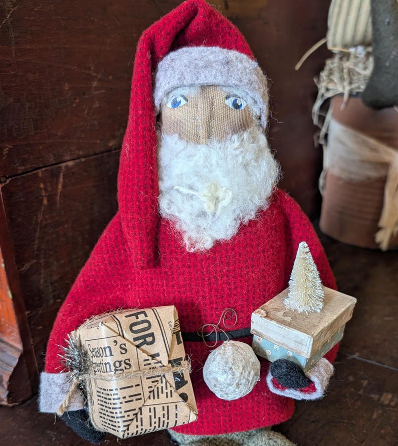 Sitting Santa Christmas Figure, Holiday Home Decor - Etsy