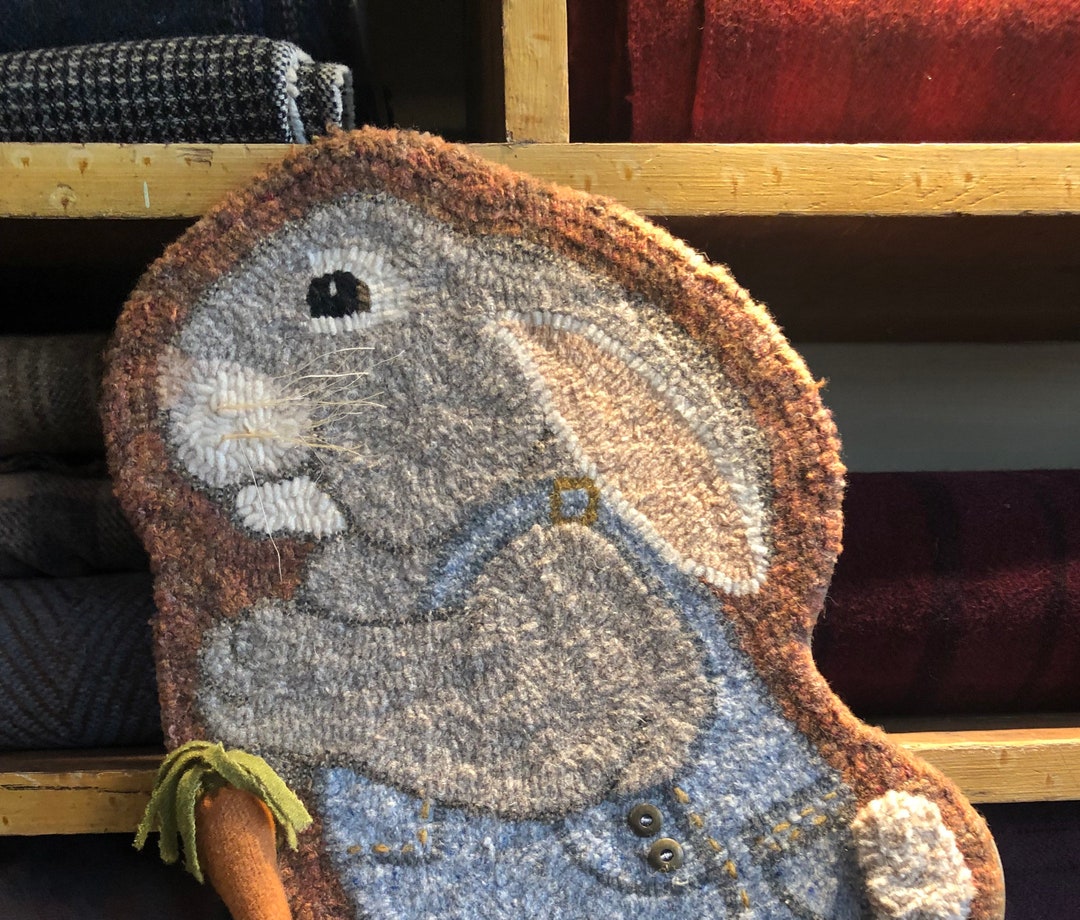 Sprout Rabbit Rug Hooking Pattern on Linen - Etsy