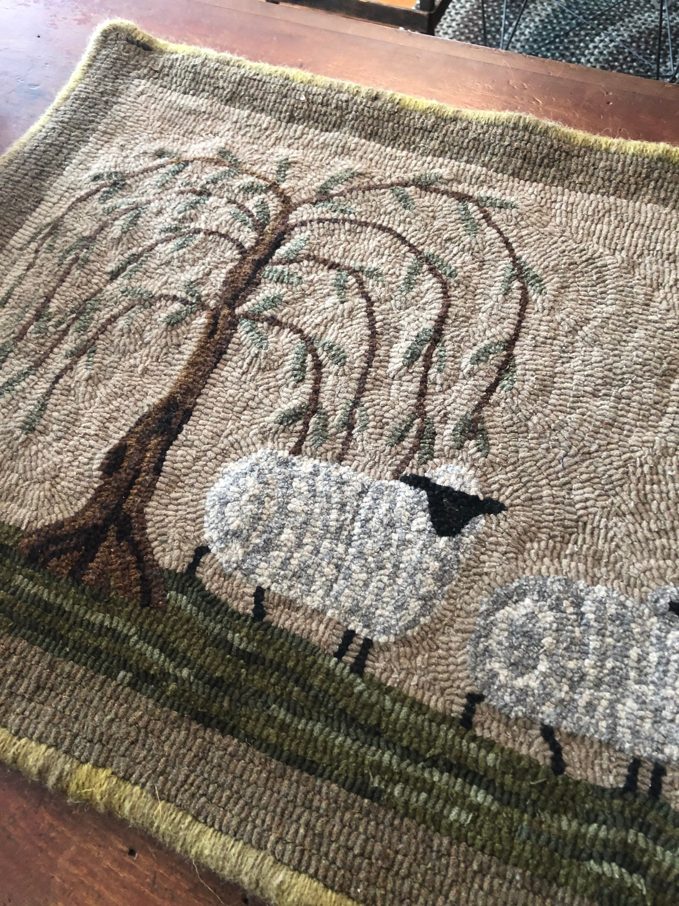 Sheep Under the Willow Tree Rug Hooking Pattern on Linen | Etsy