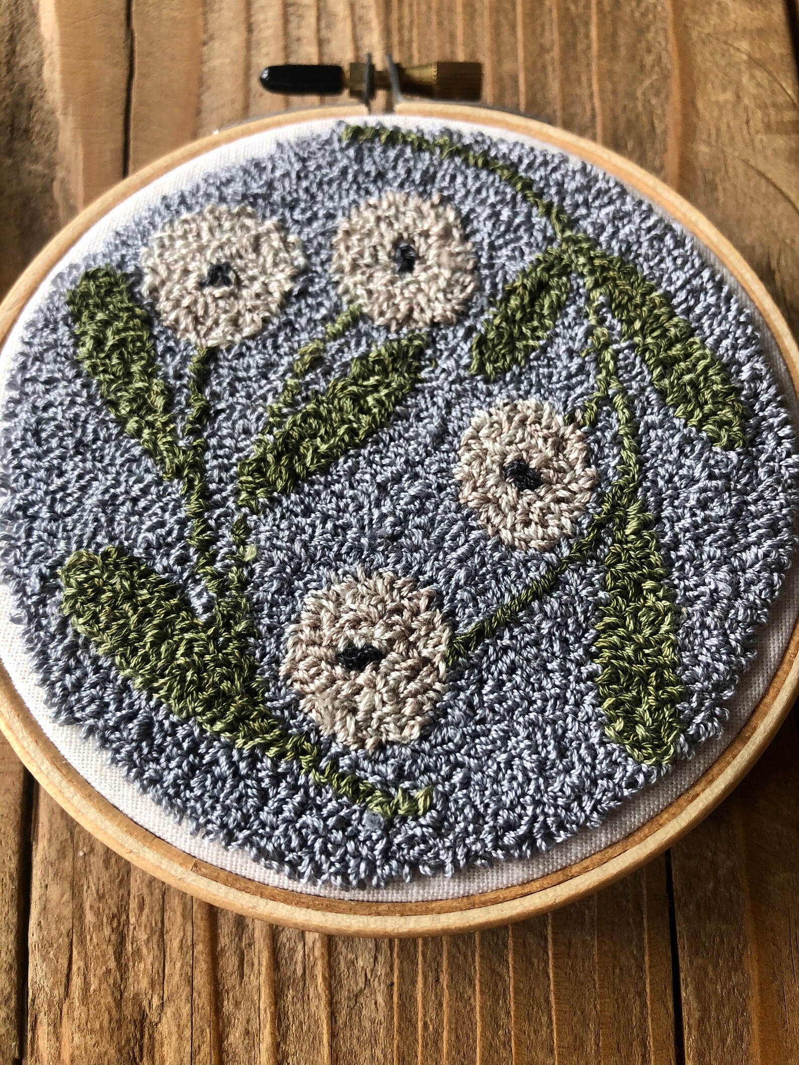 Round Flowers Embroidery Punch Needle Kit | Etsy