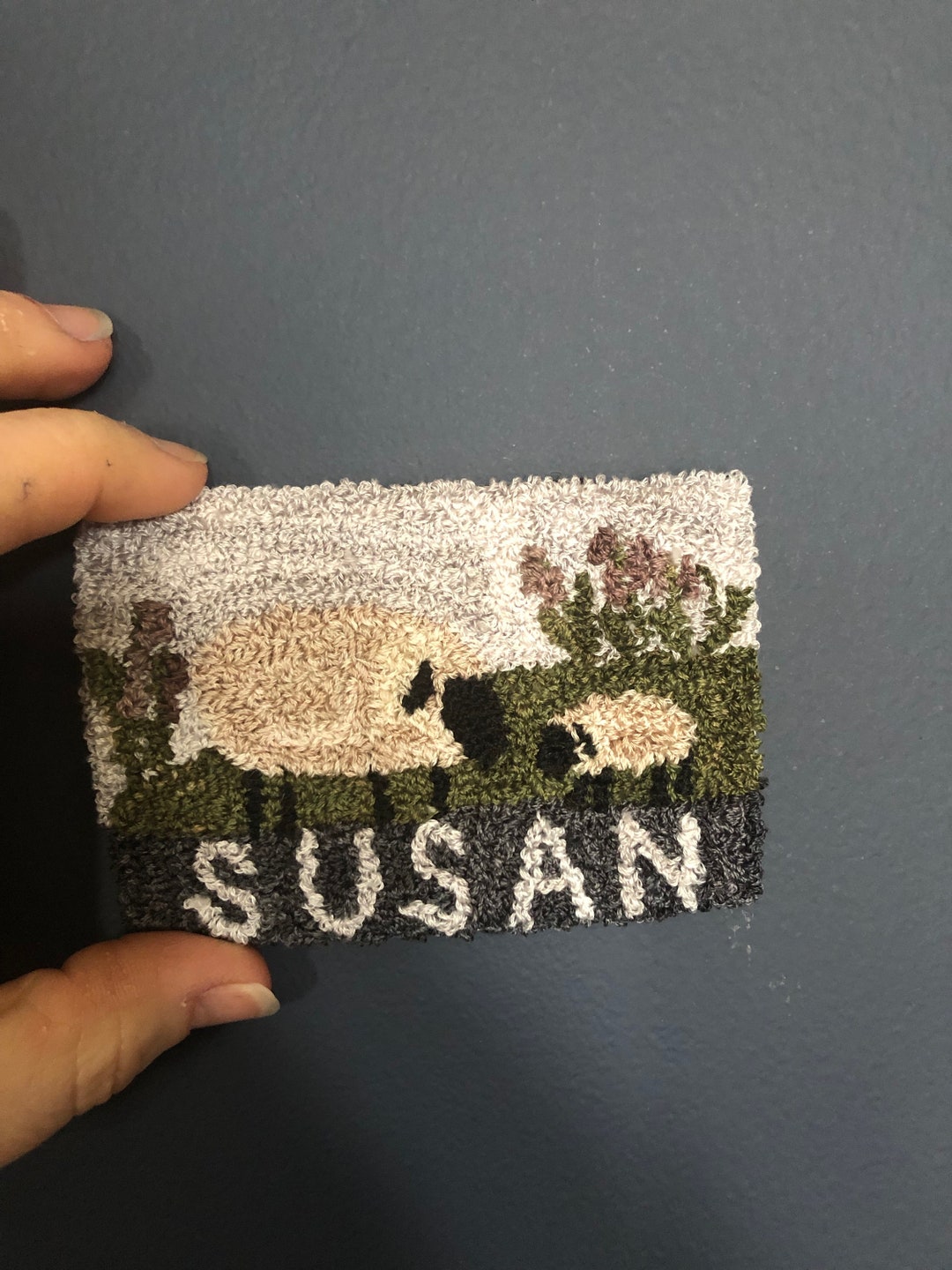 Lamb & Ewe Punch Needle Name Tag - Etsy