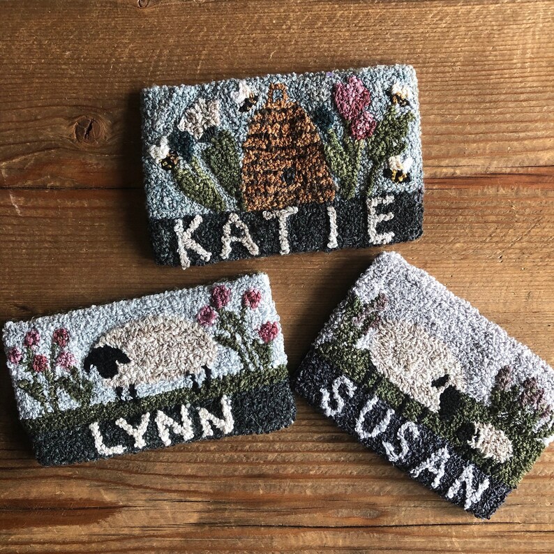 Sheep Punch Needle Name Tag | Etsy