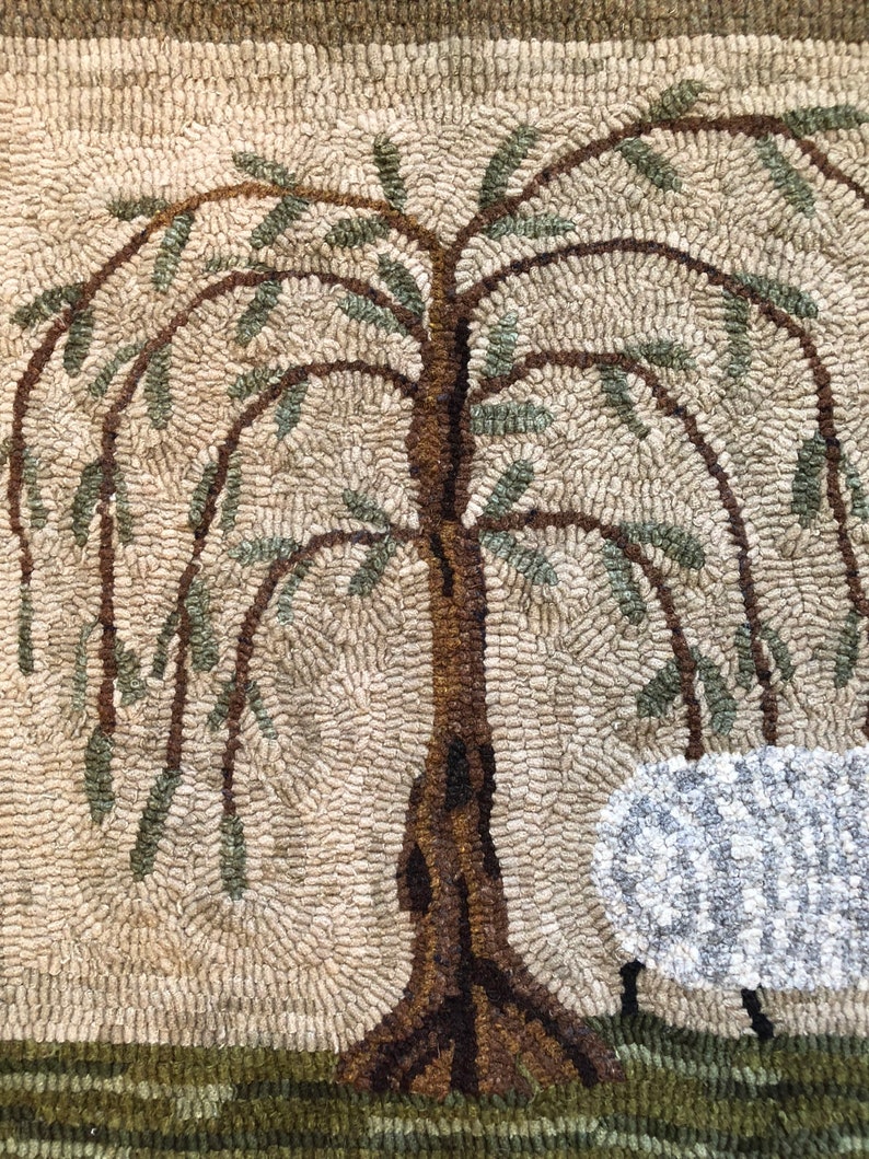 Sheep Under the Willow Tree Rug Hooking Pattern on Linen | Etsy