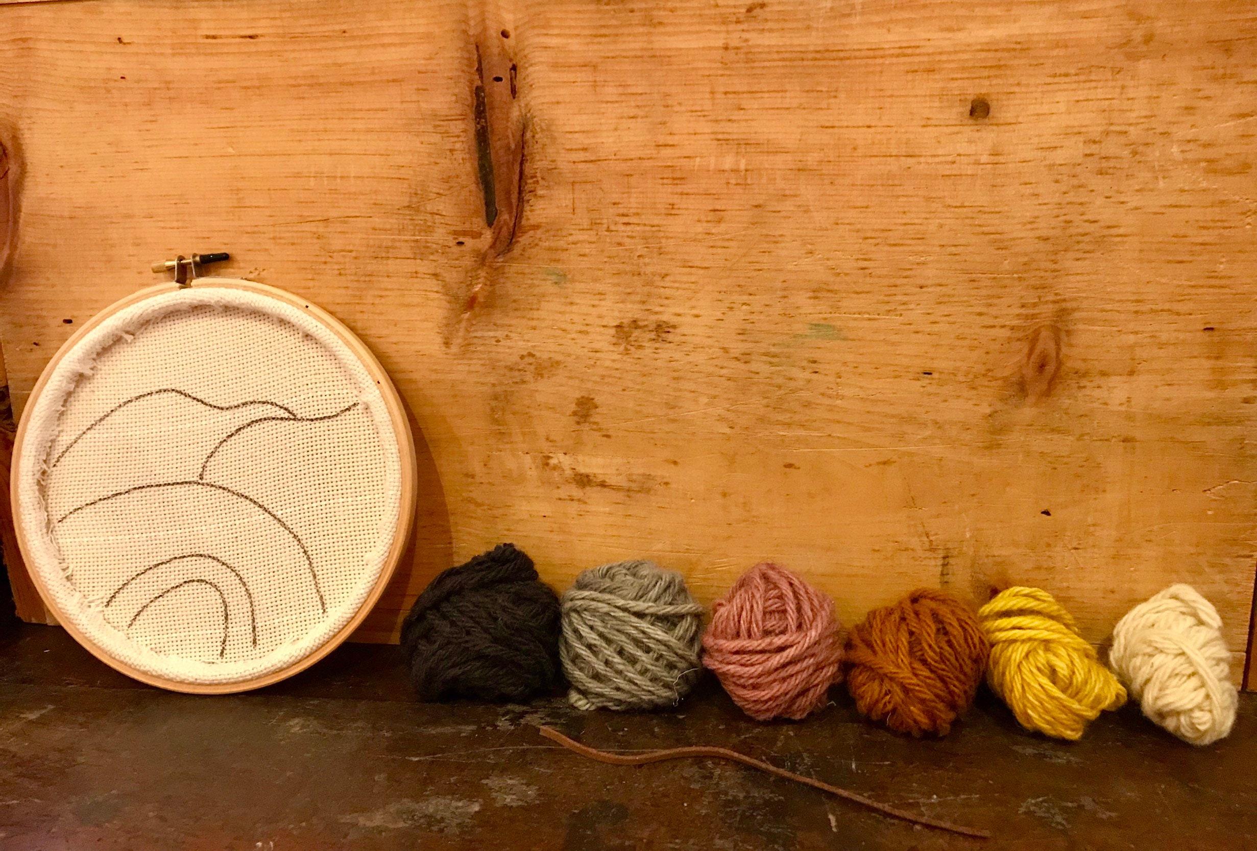 Pink Flower & Mountains Punch Needle Kit | Etsy