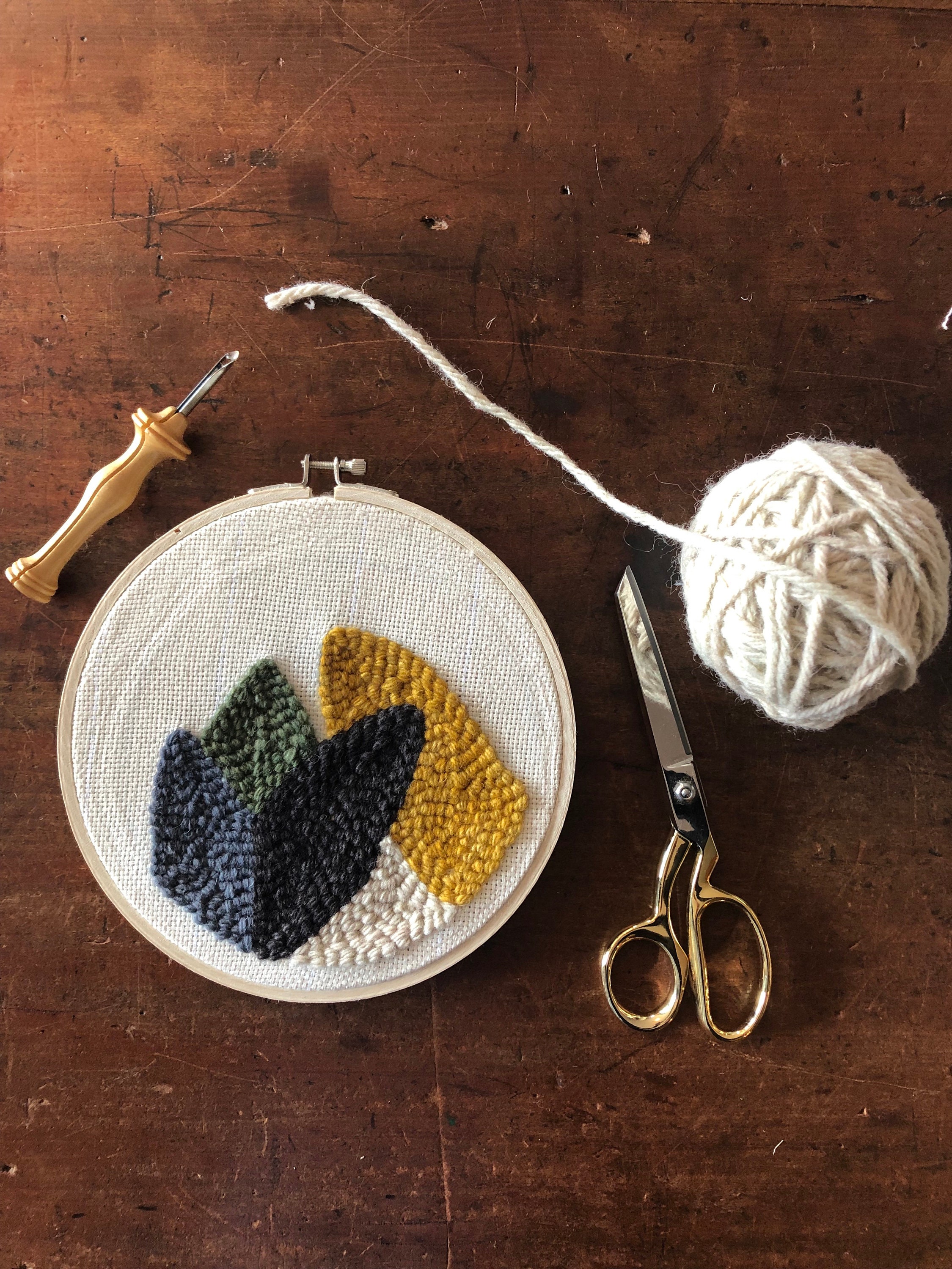 Four Leaves Abstract Punch Needle Kit - Etsy