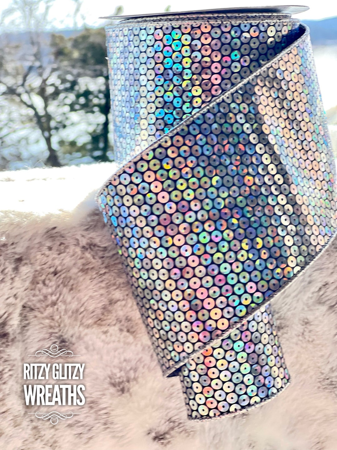 Silver Metallic Ribbon, Wired Metallic Silver Ribbon, Hologram Ribbon ...