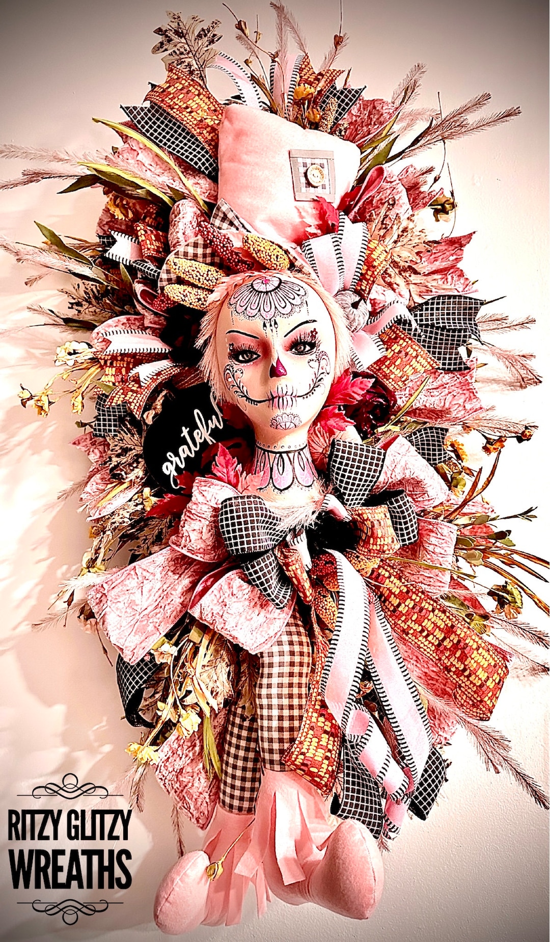 Scarecrow Wreath, Pink Scarecrow Swag, Mannequin Wreath by Ritzy Glitzy ...