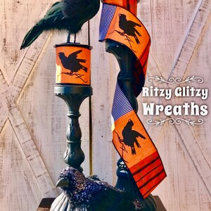 D. Stevens Raven Ribbon Gingham Check Ribbons, Fall Crow Ribbon, Crow ...