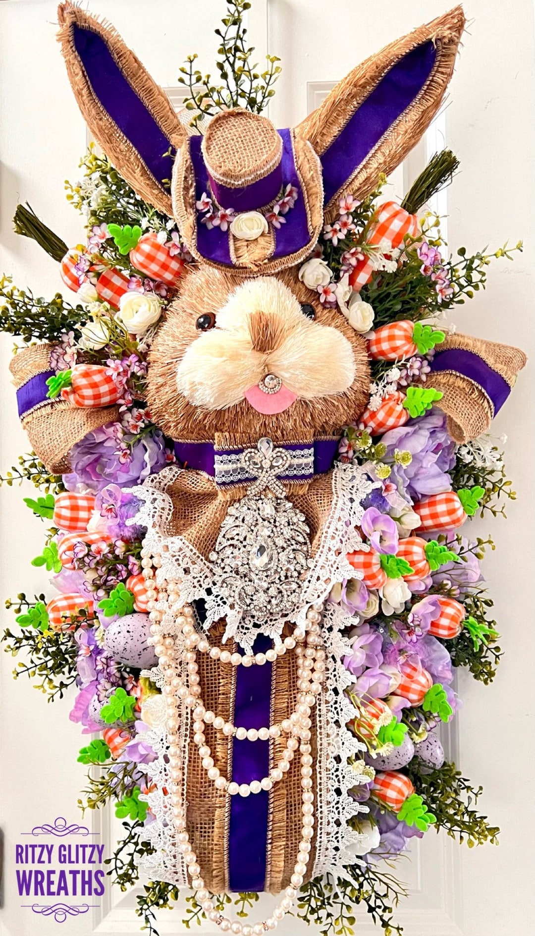 Adorable Purple Bunny Head Wreath for Easter, Easter Bunny by Ritzy ...