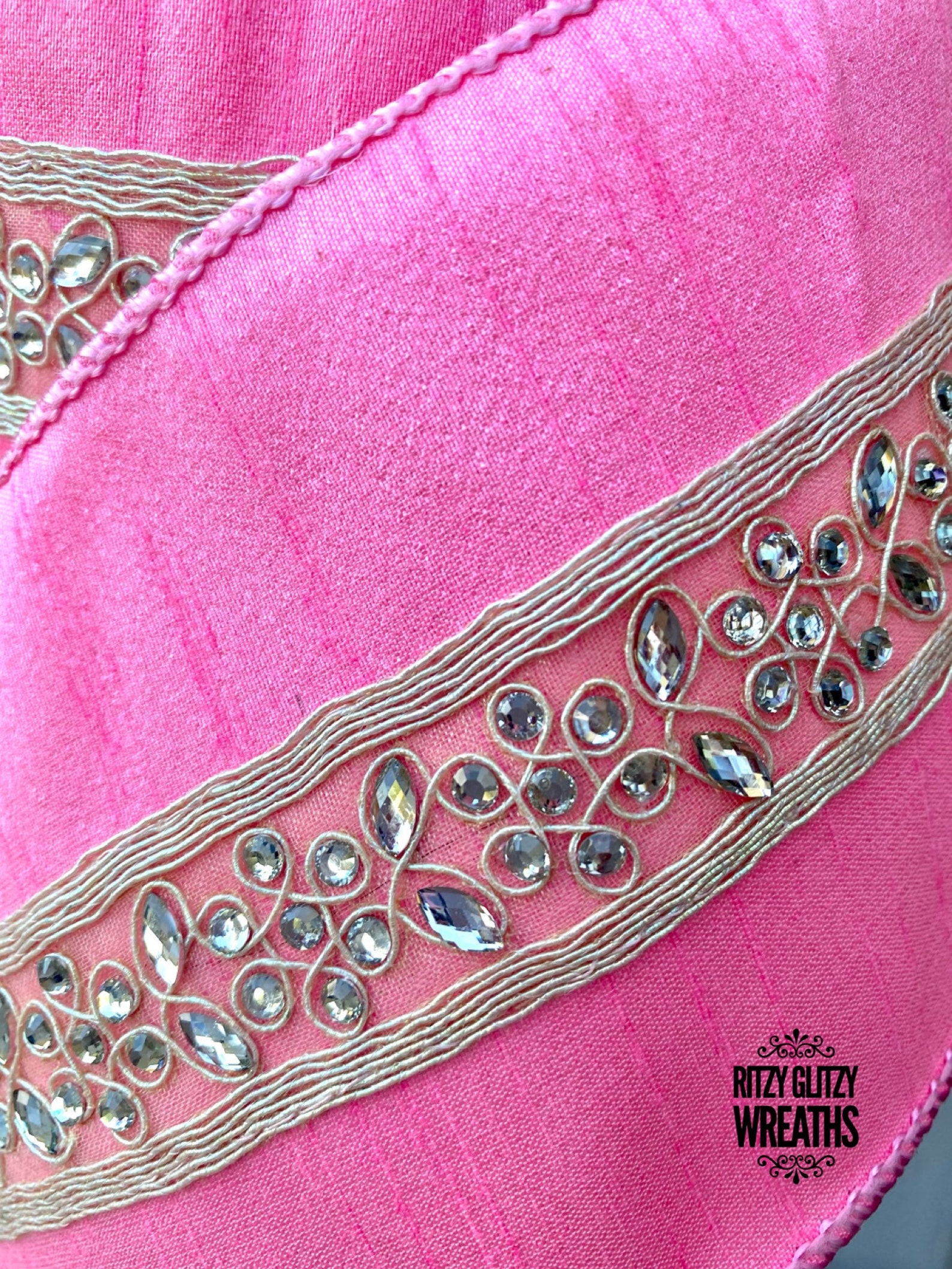 Pink ribbon pink jeweled ribbons Soft pink ribbon luxury | Etsy