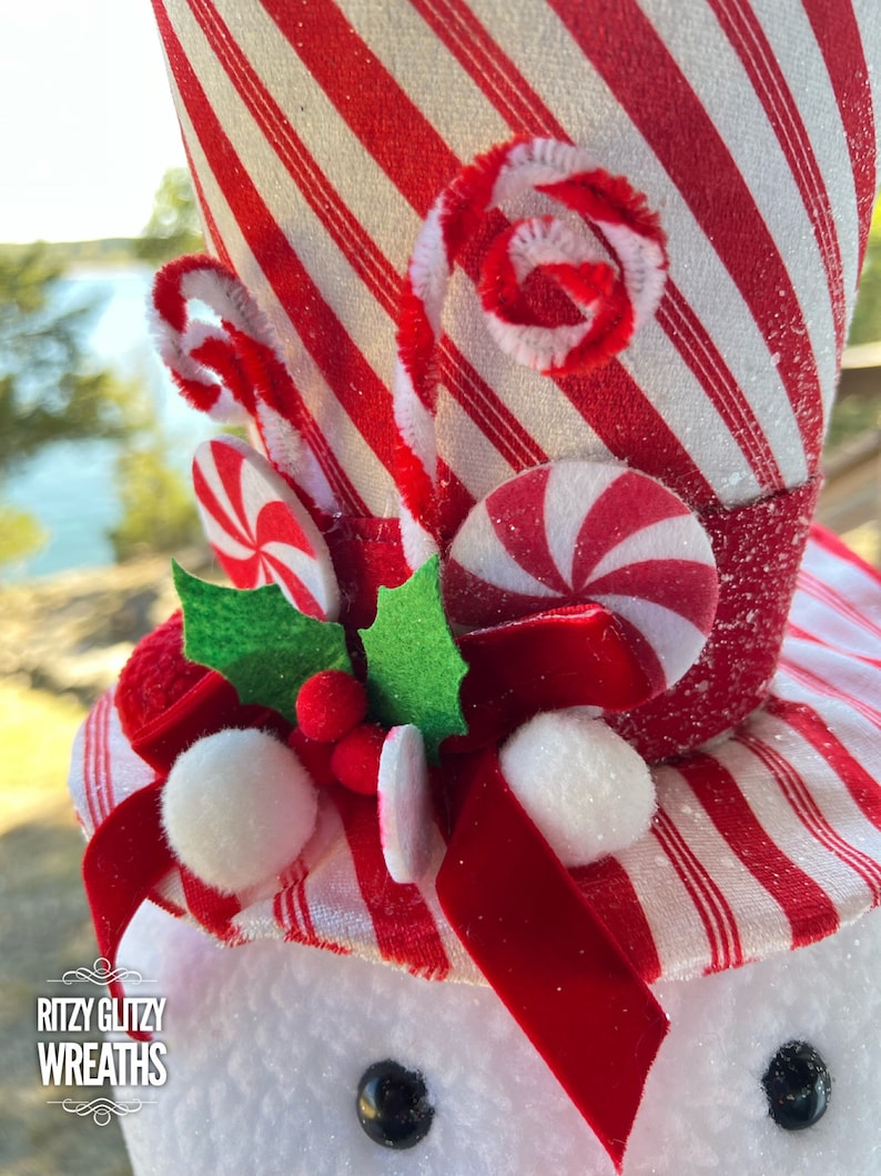 RAZ Snowman Tree Topper Peppermint Snowman by Ritzy Glitzy - Etsy